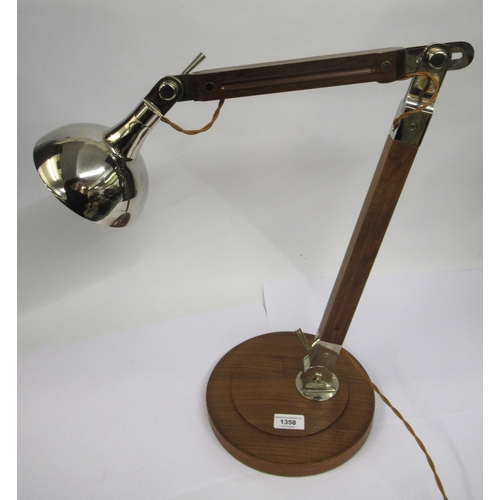 David Linley, walnut and chrome plated adjustable Anglepoise lamp ...