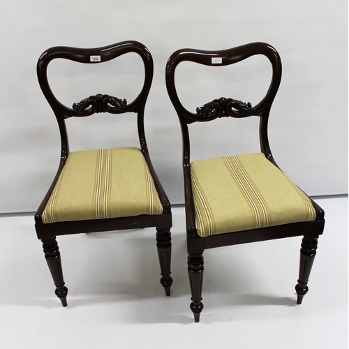 Set of six Victorian kidney back dining chairs, with carved details and ...
