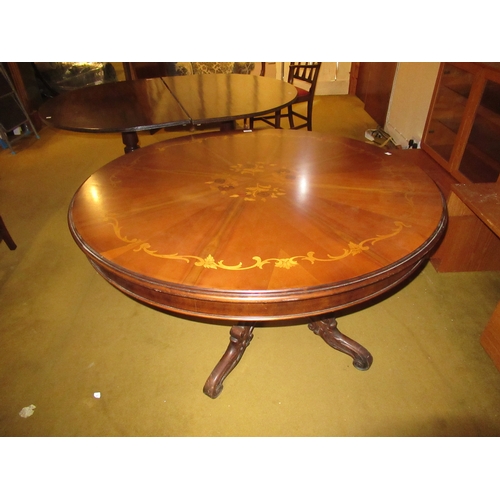 Reproduction Italian marquetry inlaid dining table and set of matching ...