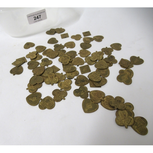 Quantity of 19th Century brass whist gaming tokens with 1883 ...