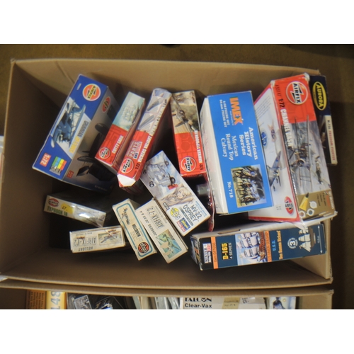 Box containing forty five model aircraft kits in bags, including Airfix ...