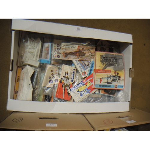Box containing forty five model aircraft kits in bags, including Airfix ...