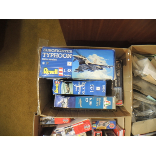 Five boxes unbuilt model aircraft kits including Airfix, Revel, Tamiya ...