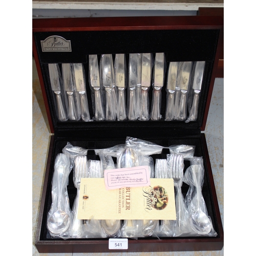 Modern wooden cased canteen of silver plated bead pattern cutlery