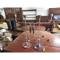 David Linley, pair of silver plated and walnut table lamps in the form ...
