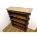 Reproduction oak three shelf open bookcase, 92cm wide