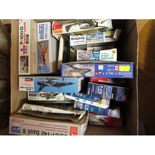 Five boxes containing a collection of unbuilt model aircraft kits ...