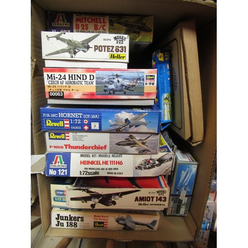 Five boxes containing a collection of unbuilt model aircraft kits ...