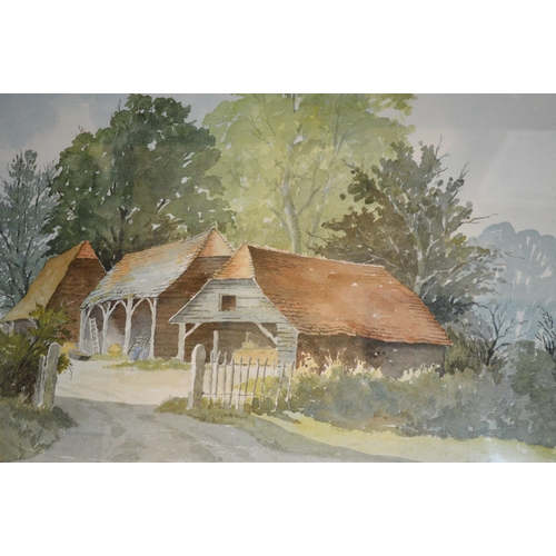 Clifford Nickson, watercolour, ' Old Barn Penshurst, Kent ', and ...