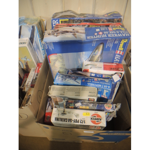 Four boxes containing a collection of unbuilt model aircraft kits ...