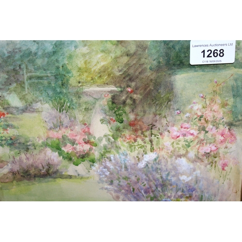 Ernest Arthur Rowe, signed watercolour, a garden in bloom, 18 x 23cm