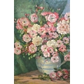 Bernard Ninnes, oil on canvas, still life, flowers in a jug vase ...