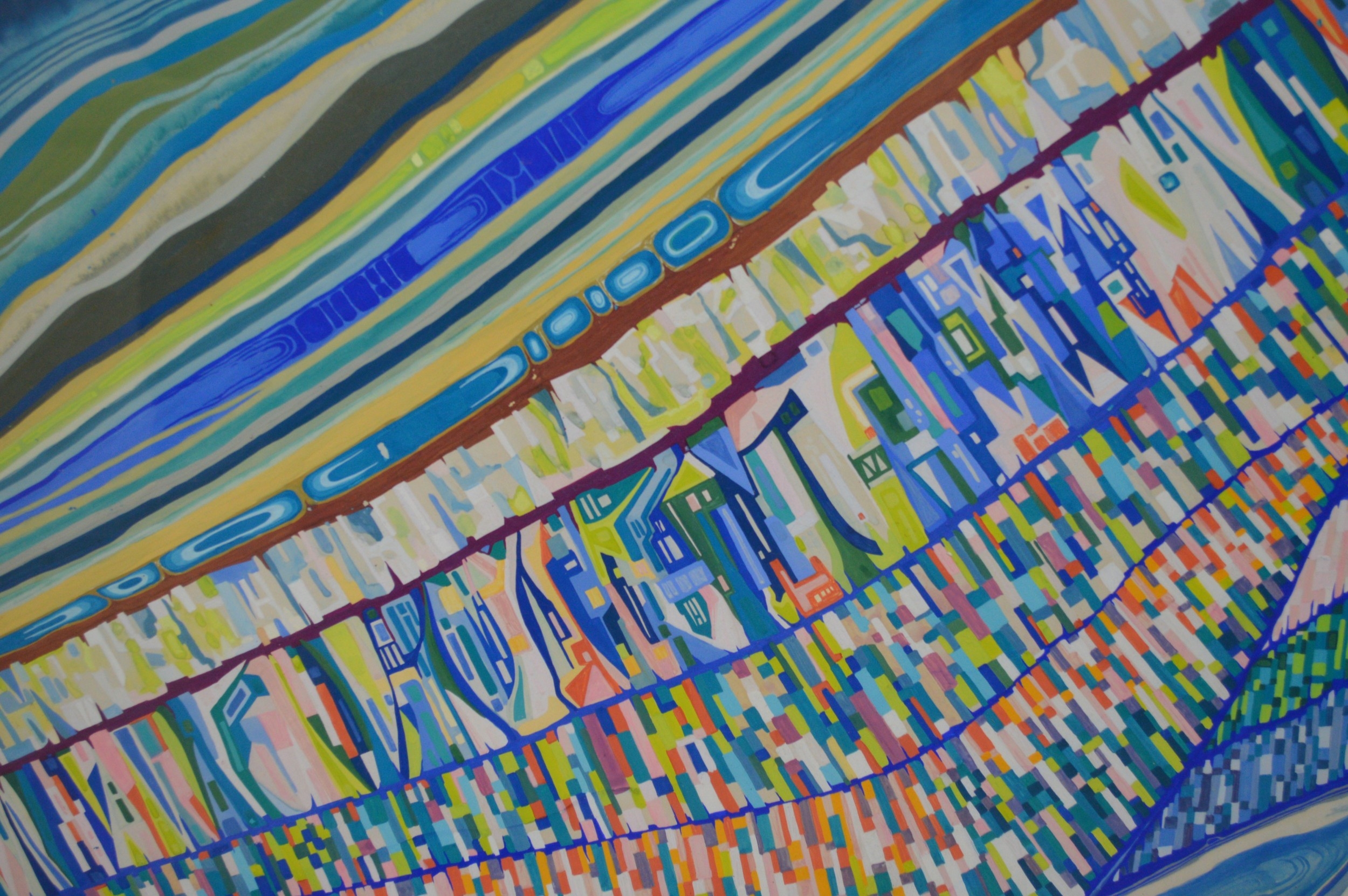 Lesley King, mixed media abstract composition ' Opal Strata ', signed ...