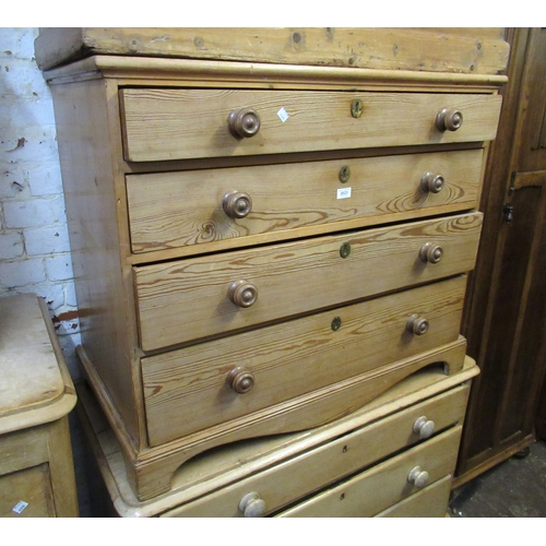 19th Century pine chest of four graduated drawers with knob handles ...