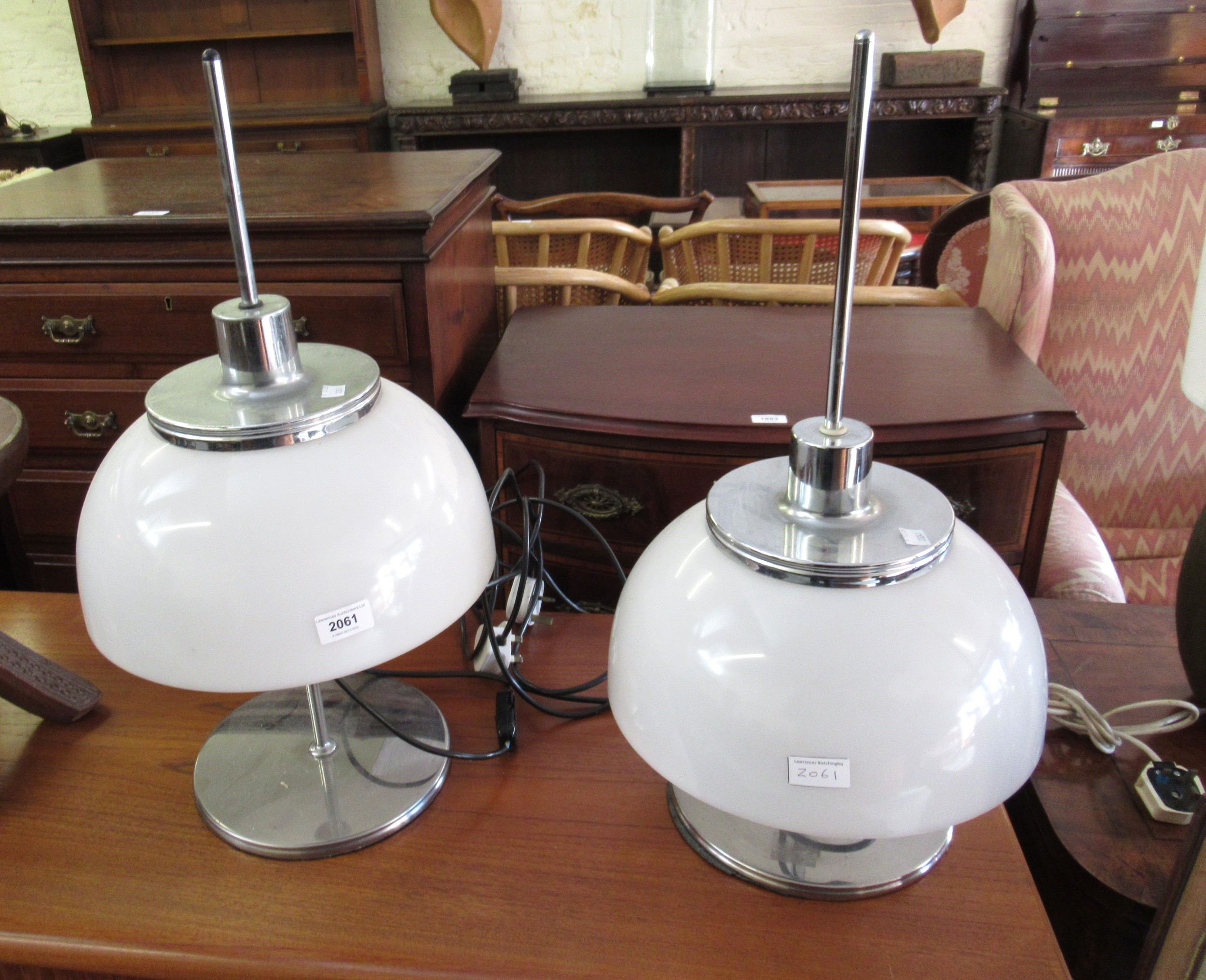 Harvey Guzzini, pair of opaque perspex and steel adjustable table lamps ...