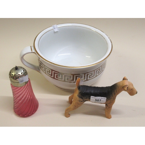Beswick figure of an Airedale Terrier, together with a Minton chamber ...