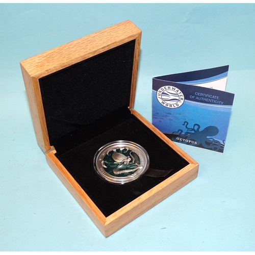 A Barbados 2021 five-dollar 3oz silver coin 'Octopus', from the ...