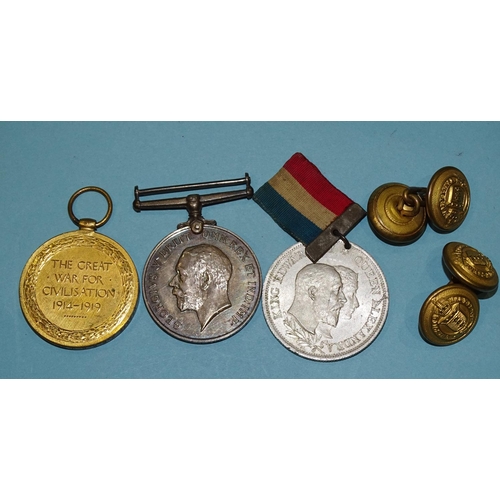 A WWI pair of medals, 1914-18 War and Victory medals awarded to 023972 ...