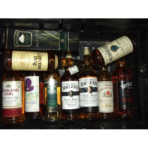 A collection of blended and pure single grain Scotch whisky, including ...
