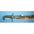 A British Infantry band sword, with solid brass decorated hilt, serpent ...