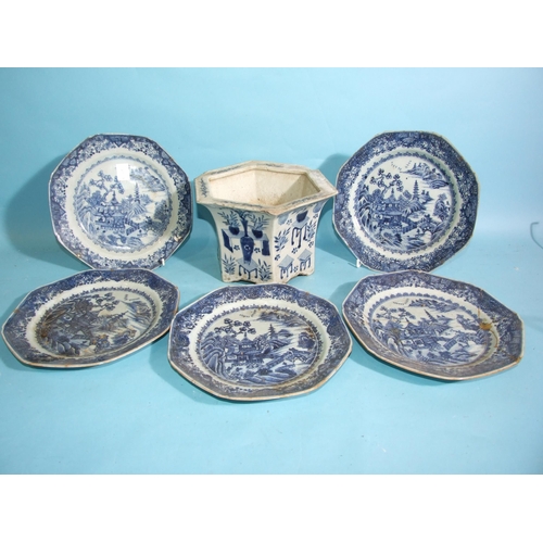 A set of five 18th century Nankin porcelain plates, (2 a/f) and a ...