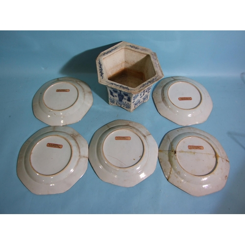 A set of five 18th century Nankin porcelain plates, (2 a/f) and a ...