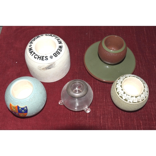 A Mintons/Fielding stoneware dome-shaped advertising match pot printed ...