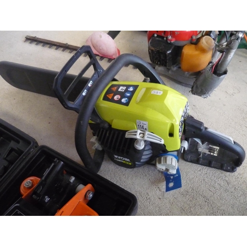 Ryobi power xt petrol chainsaw and a feather light weed eater petrol strimmer