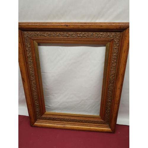 Late Victorian golden oak picture frame swept moulding carved with ...
