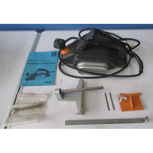 ELU MFF 80 electric hand planer with guide two blades instructions in handmade wooden box