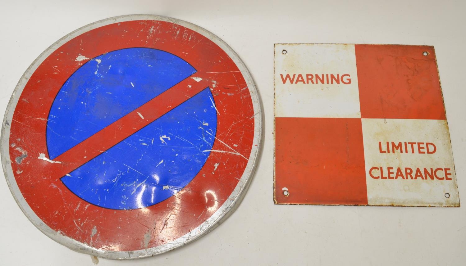 Enamelled British Rail "Warning Limited Clearance" sign, approx 305mm x ...
