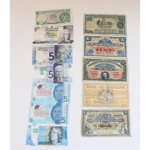 Collection of Scottish bank notes of varying ages and denoms. to ...
