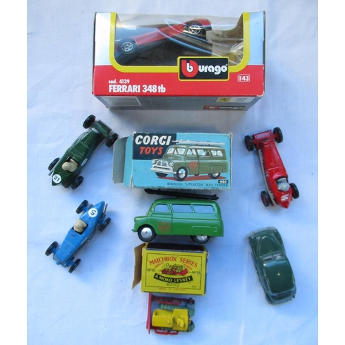 Collection of die cast vehicles includes Burago Ferrari, matchbox ...