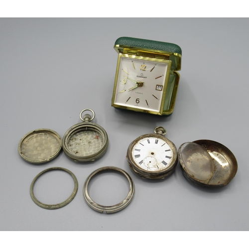 Late Victorian silver open faced keyless pin set pocket watch(a/f ...