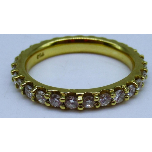 18ct yellow gold full eternity ring set with diamonds, stamped 750 ...