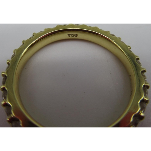 18ct yellow gold full eternity ring set with diamonds, stamped 750 ...