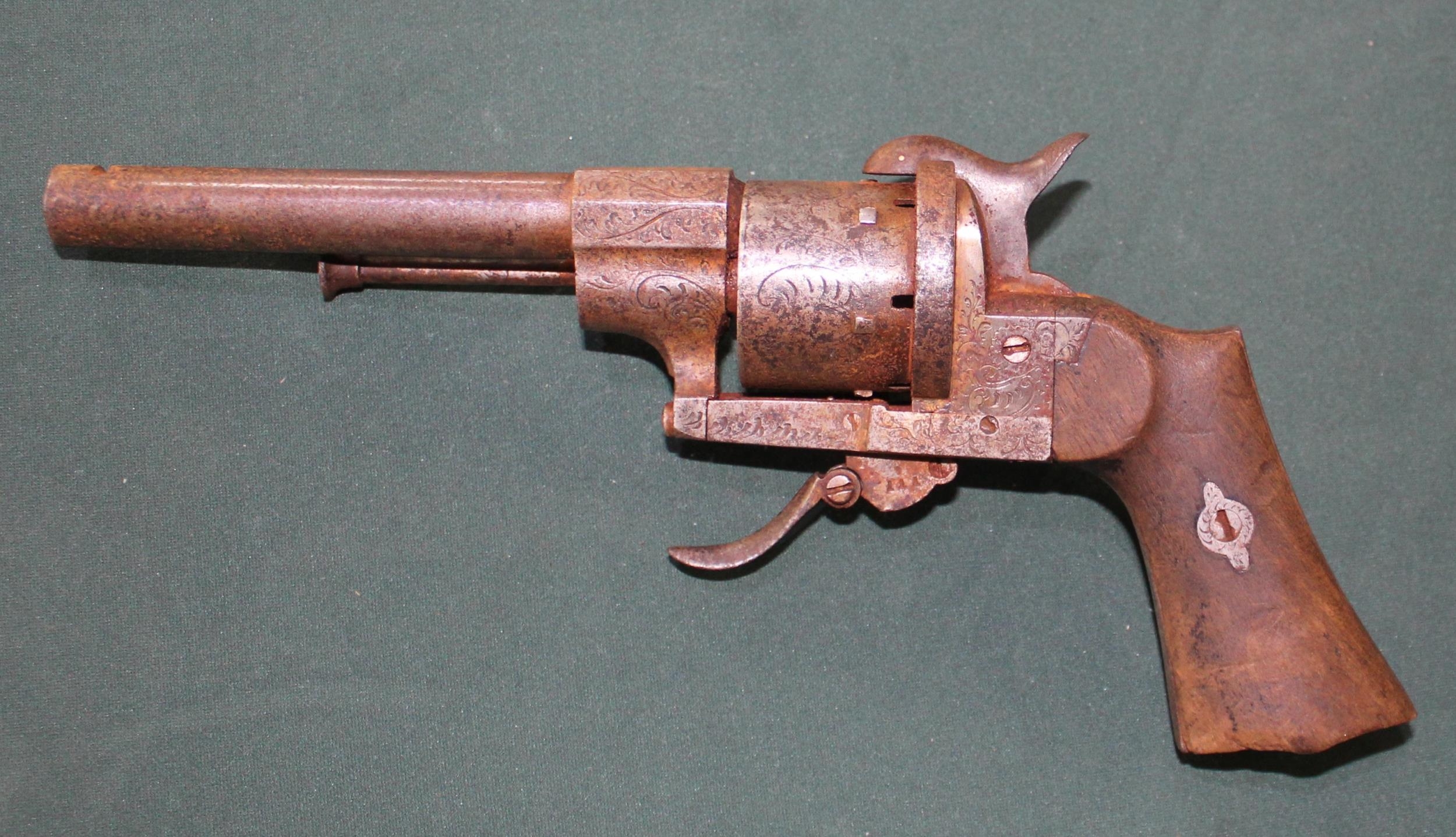 Spanish Orbea Hermanos pinfire revolver with retractable trigger ...