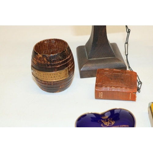 Teak wooden barrel made from the decking of the Mauretania, H5.5cm ...