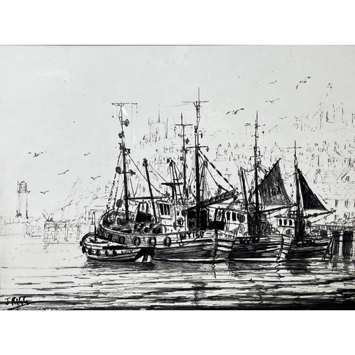 Jack Rigg (British 1927-2023); Whitby and other fishing boats in Whitby ...