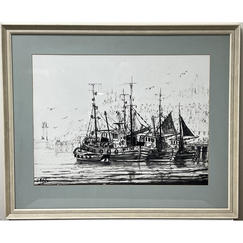 Jack Rigg (British 1927-2023); Whitby and other fishing boats in Whitby ...