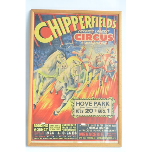 Framed and glazed original W.E.Berry event poster for Chipperfield's ...