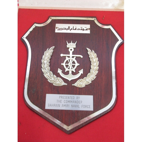 Collection of three awards including a plaque awarded by the Commander ...