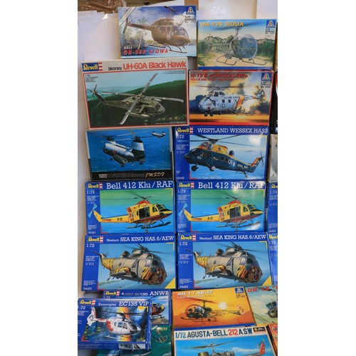 Thirty seven helicopter model kits (mostly 1/72 scale) including a ...