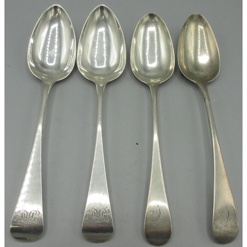 Pair of William 1V Old English pattern York silver table spoons by ...