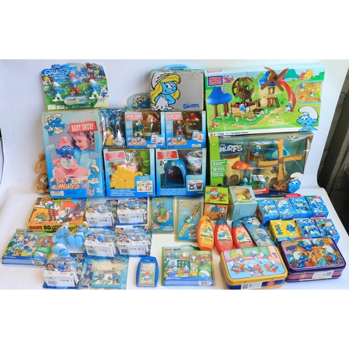 Collection of Smurf themed toys, models, games, puzzles etc. to include ...