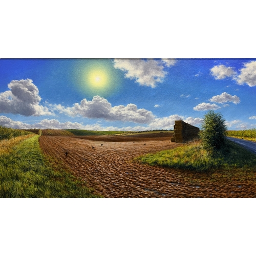 Steve Whitehead (British b.1960); 'Pheasants on Ganton Wold' acrylic ...