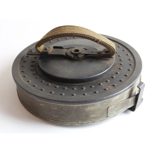 WWII era Vickers K .303 machine gun drum magazine with canvas carrying ...