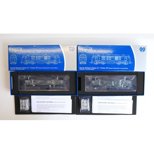 Two OO gauge BR Green Class 21 diesel locomotive models from Dapol to ...
