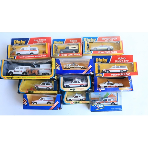 Collection of diecast police themed model vehicles and vehicle sets ...
