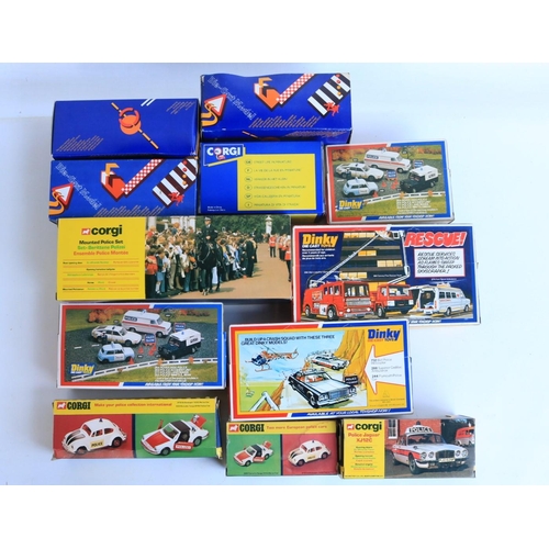 Collection of diecast police themed model vehicles and vehicle sets ...